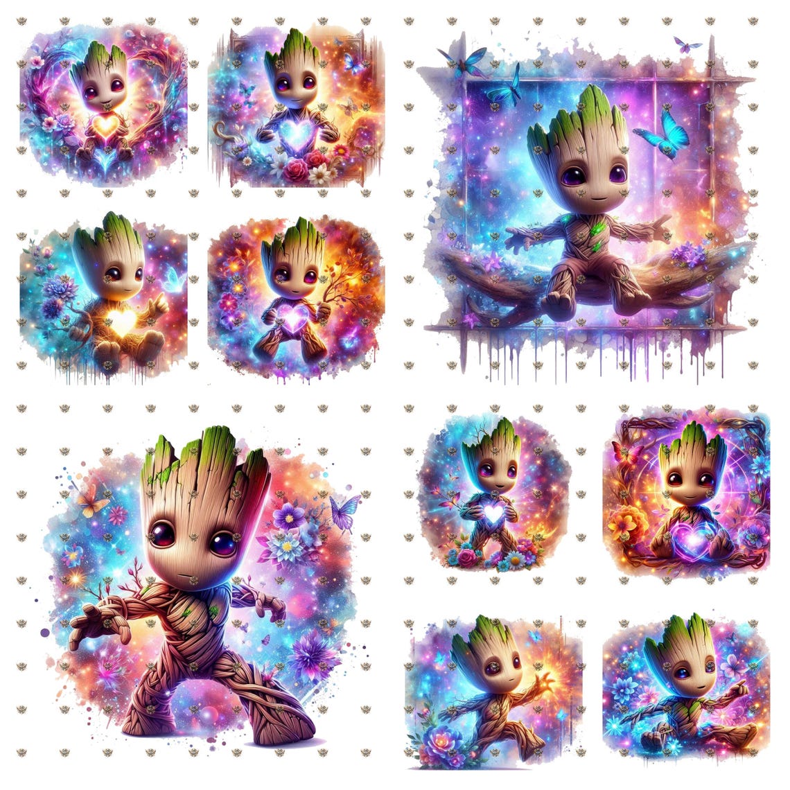 Baby Groot PNG Clipart Bundle: Transparent Files for Sublimation ...