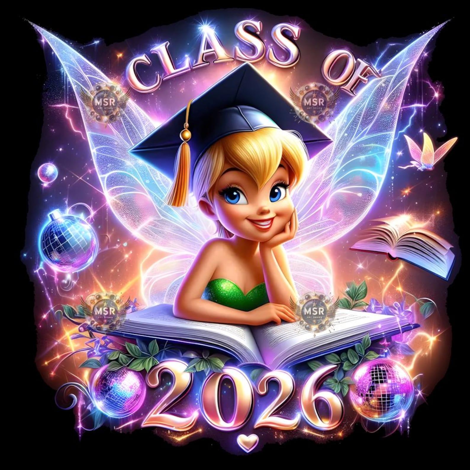 Tinkerbell Class of 2026 PNG Bundle: Graduation Design Clipart (digital ...