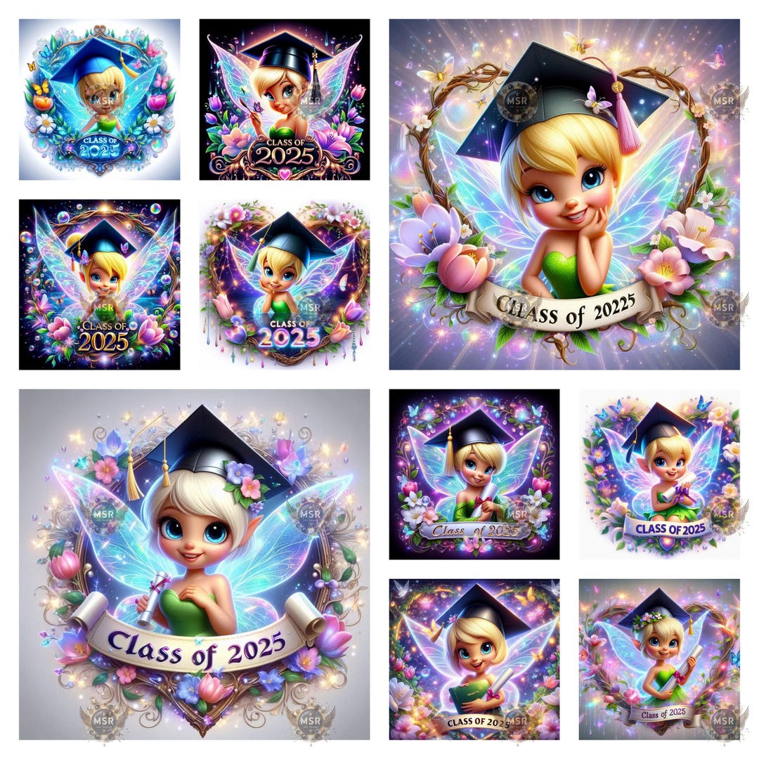 Tinkerbell Class of 2025 (42 PNG) Graduation Design Senior With Blank ...