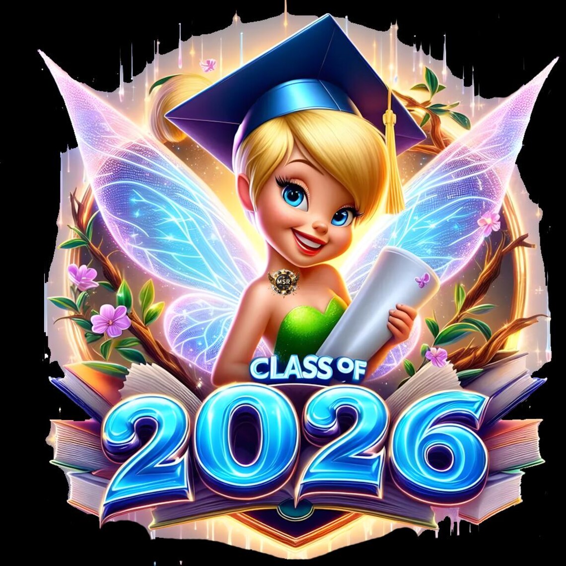 Tinkerbell Class of 2026 PNG Bundle: Graduation Design Clipart (digital ...