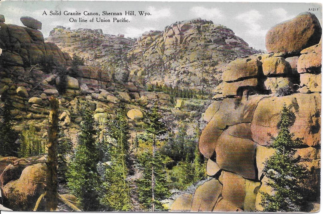 Vintage Wyoming Postcard: Solid Granite Canyon, Sherman Hill, 1909 - Etsy