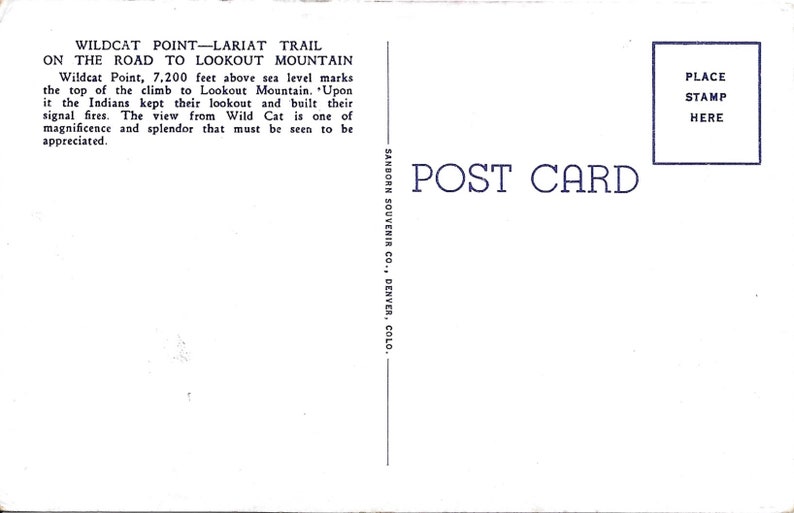 Vintage Colorado White Border Postcard Wildcat Point Denver Mountain ...