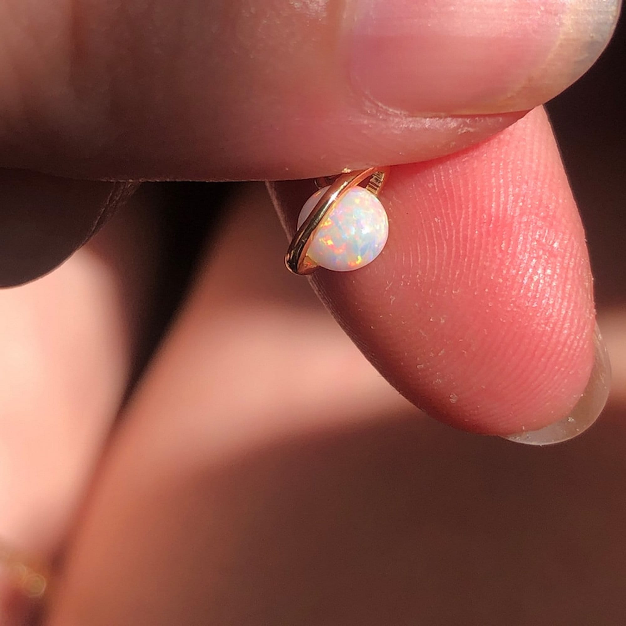 Opal Saturn Planet Pendant Necklace, Tiny Opal Saturn Charm With Gold Cable Chain, Dainty ...