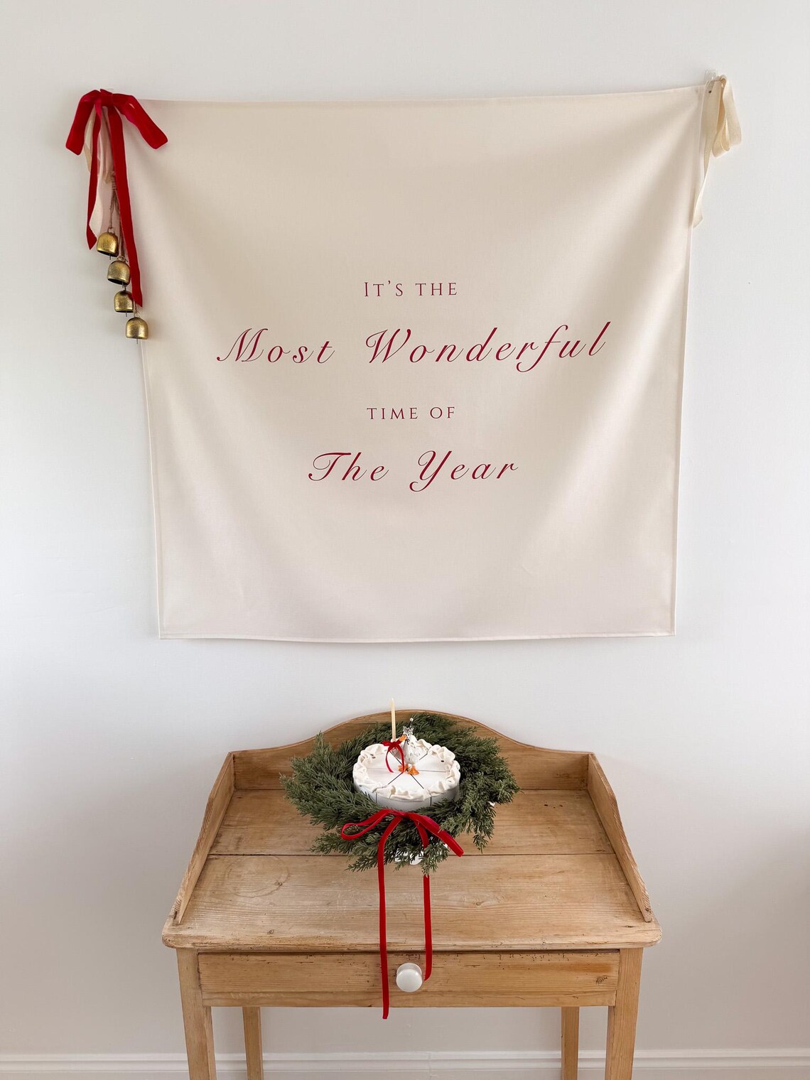 Organic Cotton Christmas Banner: Minimalist Holiday Decor - Etsy