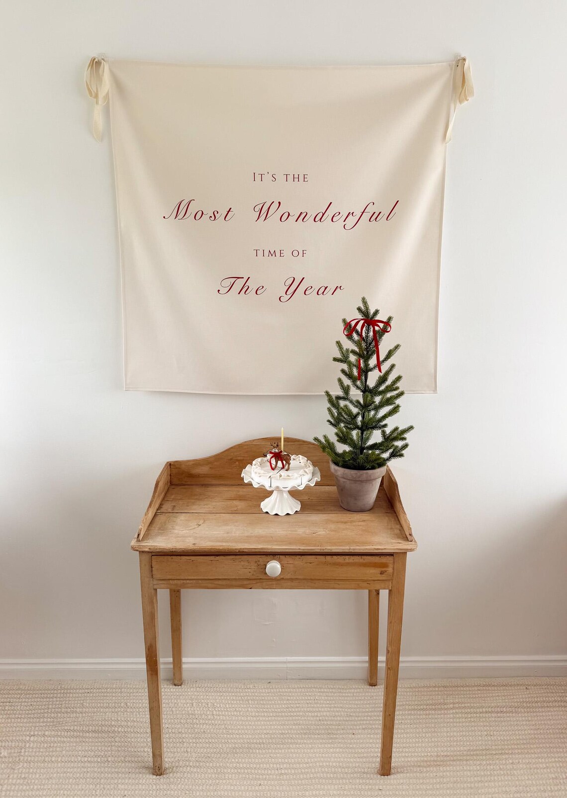 Organic Cotton Christmas Banner: Minimalist Holiday Decor - Etsy