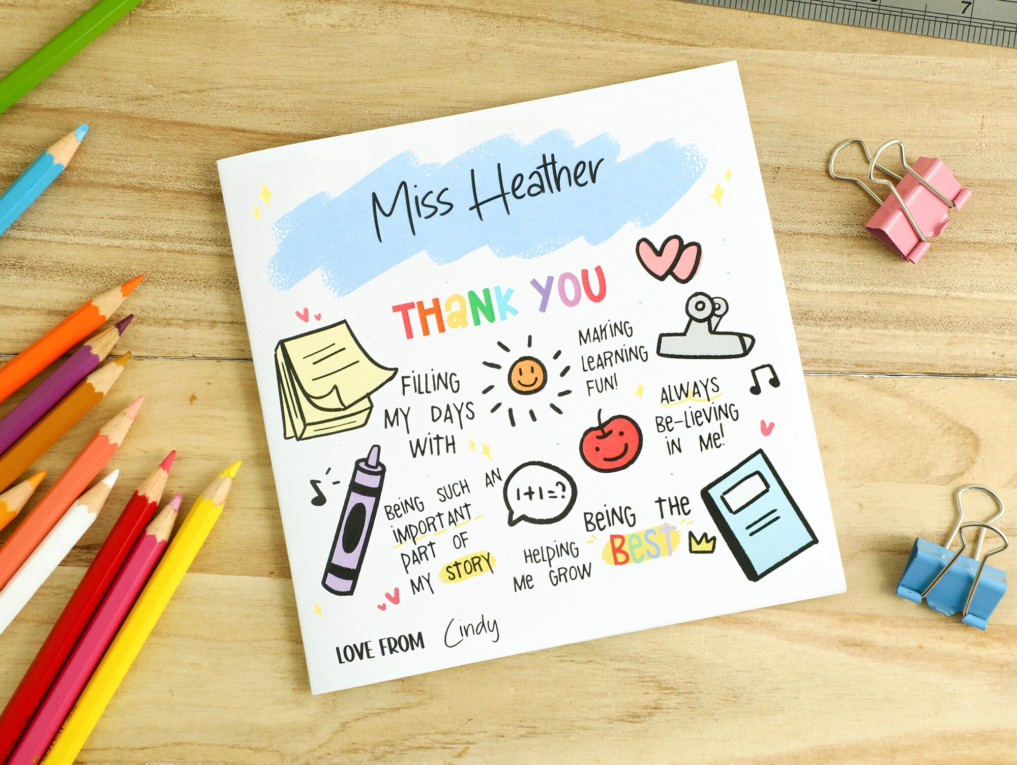 Personalised Teacher Thank You Card, Thank You for Being Part of My ...