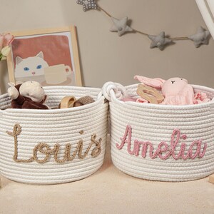 Personalized Baby Shower Gift Basket, Handmade Cotton Rope Baby Gift ...