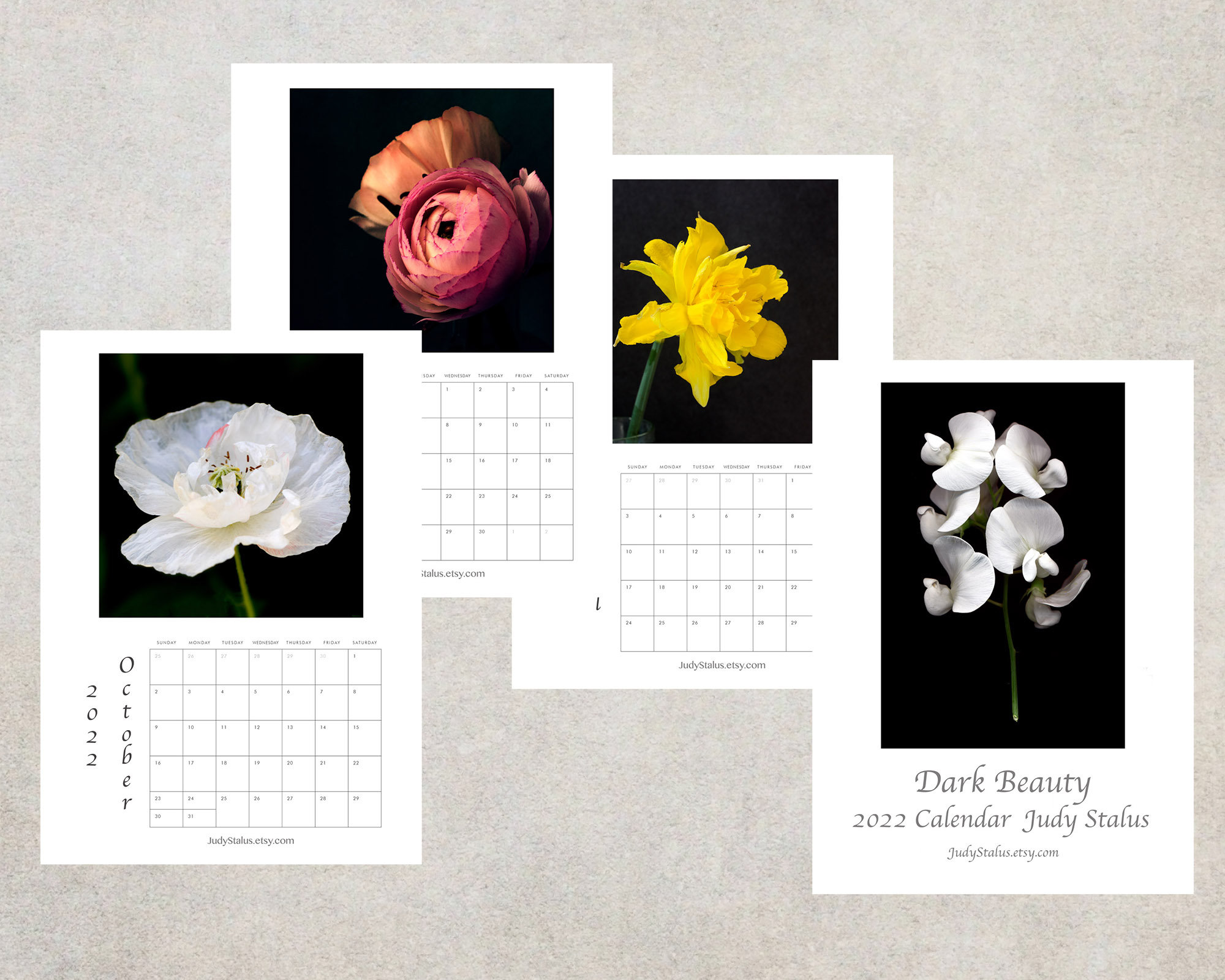 2022 Flower Calendar Desk Calendar 5 X 7 Wall Calendar 8 1/2 | Etsy