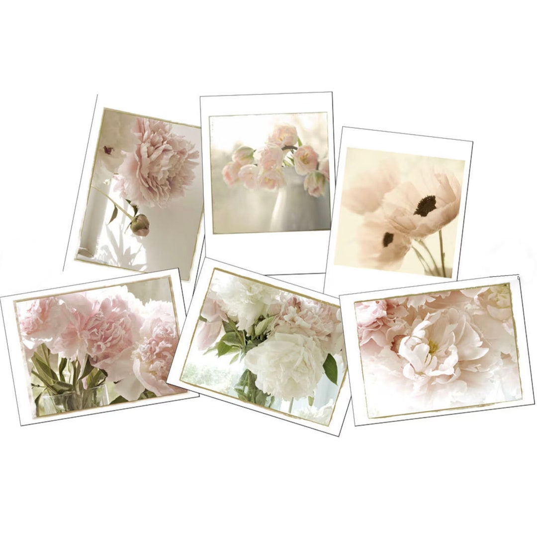 Flower Note Card Set of 6 With Envelopes, Gift for Mother, Grandmother ...