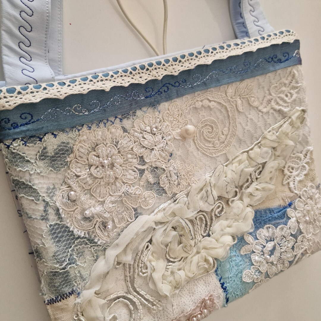 Hand Embroidered Lace Book Cover , Shabby Chic Bible Case, Vintage ...