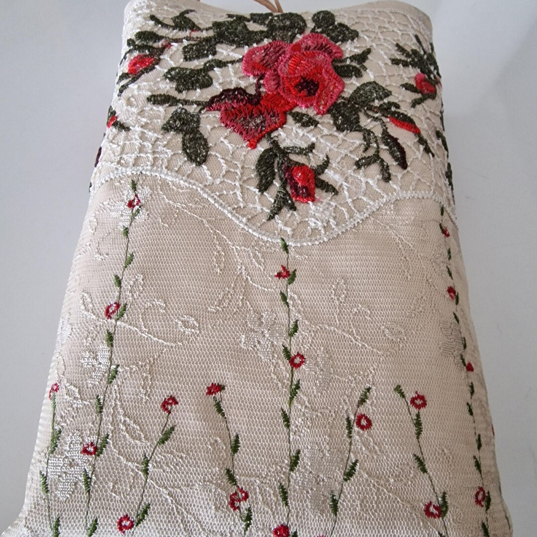 Handmade Embroidered Book Cover: Bohemian Floral Style - Etsy