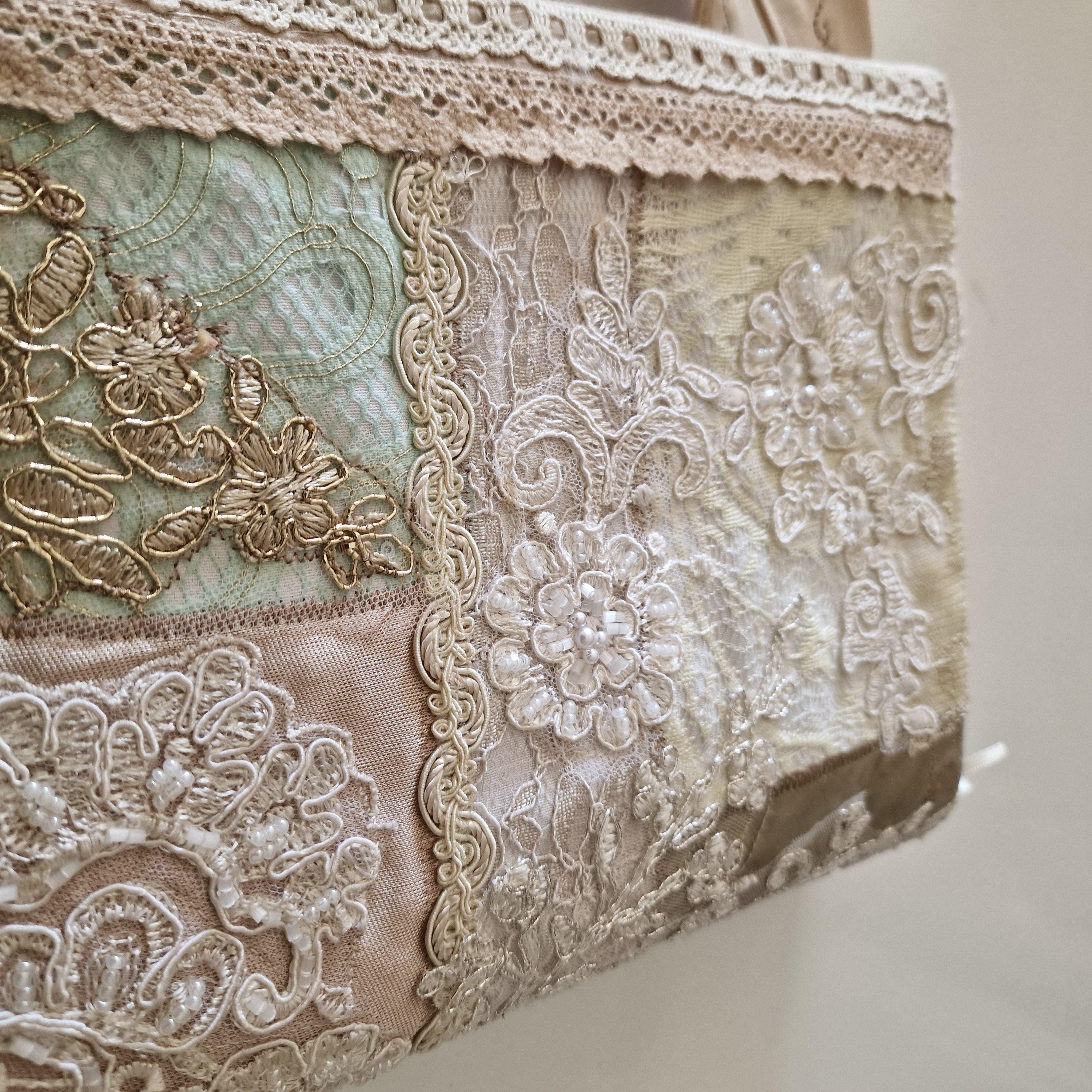 Vintage Lace Bible Cover – Handmade Embroidered Book Sleeve – Pearl ...