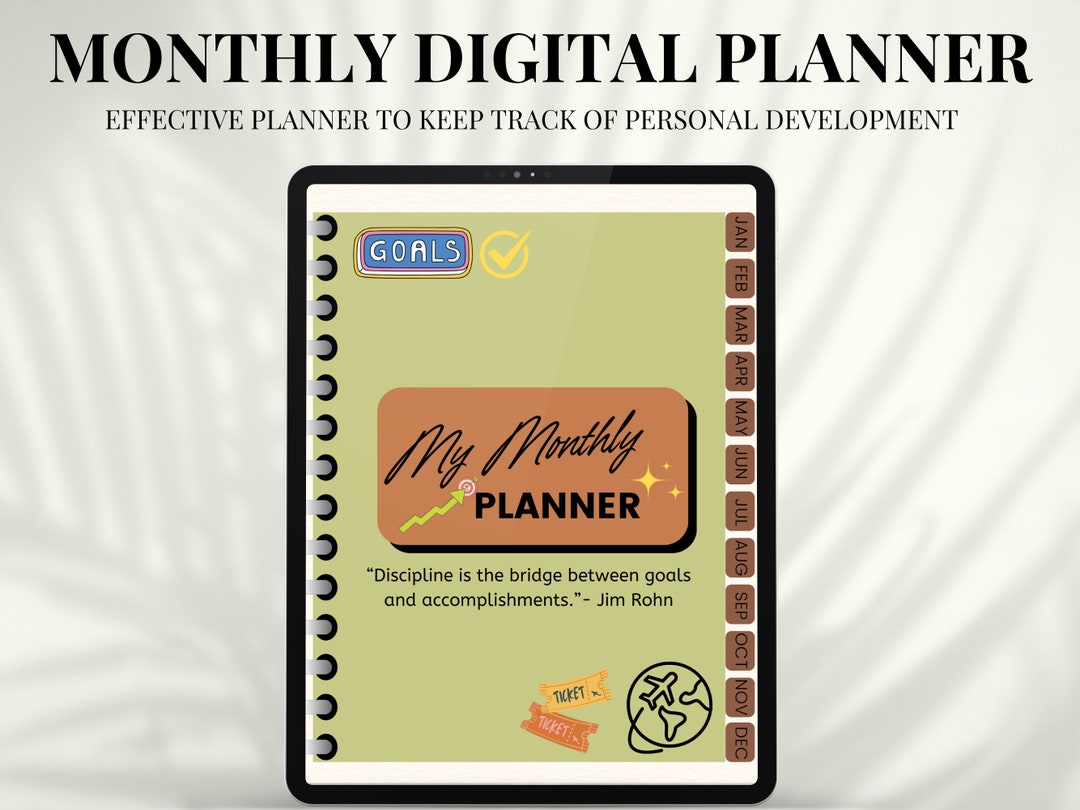 Digital Planner, Monthly Digital Planner, Undated Digital Planner for ...
