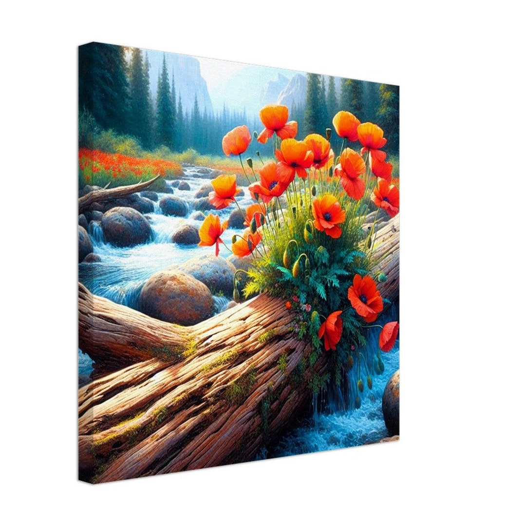 Poppy Log Inthewildernessart Canvas Art Wall Hangings Decoration ...