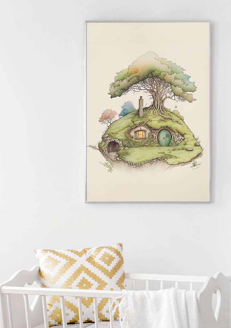 Hobbit Hole Nursery Art - Middle-earth Baby Room Decor, Lord of the ...