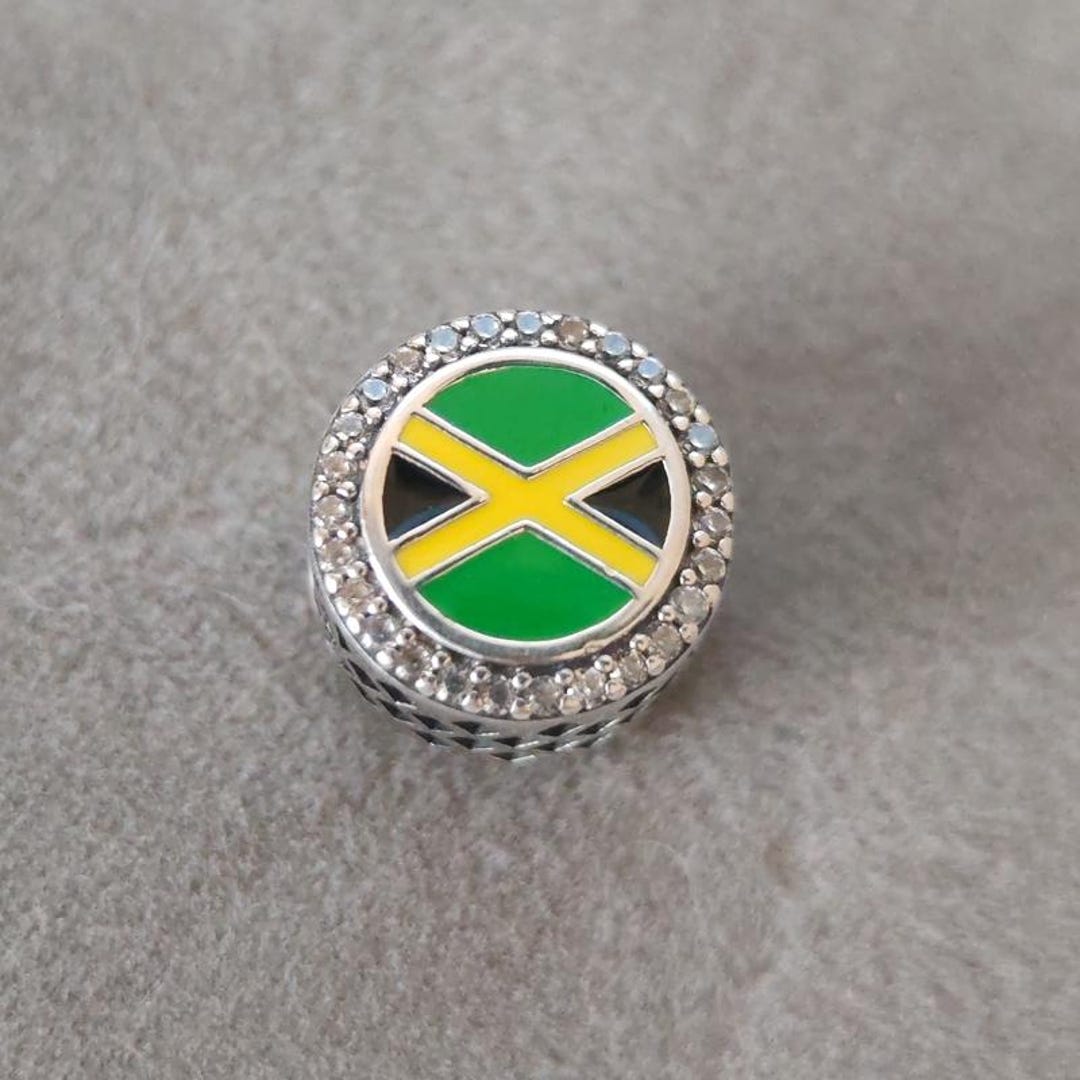 Jamaica Flag Charm: 925 Sterling Silver, Cubic Zirconia, Pandora ...
