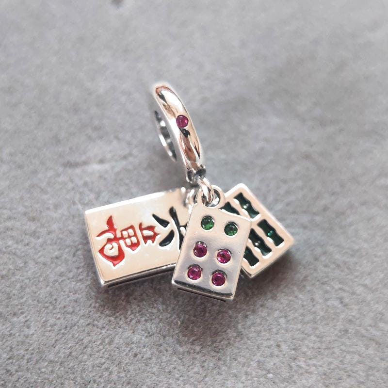 Sterling Silver Mahjong Tile Dangle Charm: DIY Bracelet Pendant - Etsy