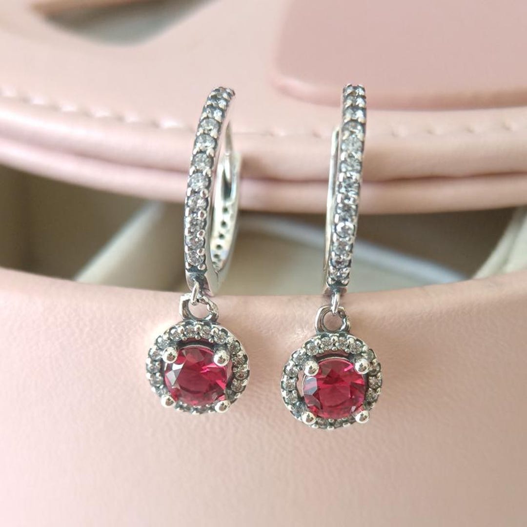 Red Round Sparkling Hoop Earrings,earrings for Women,fashion Jewelry ...