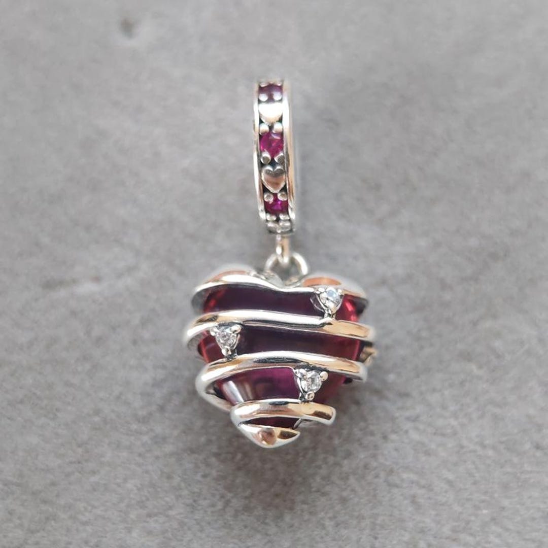 925 Sterling Silver Beehive Red Heart Dangle Charm for Pandora Charms ...