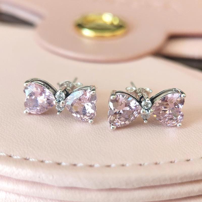 Pink Bow Pandora Earrings - Etsy