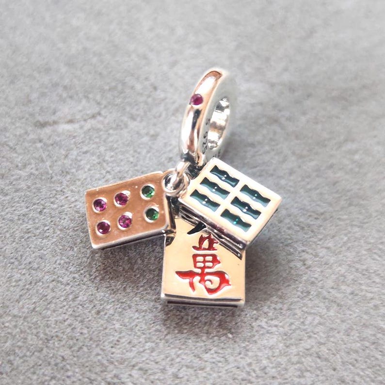 Sterling Silver Mahjong Tile Dangle Charm: DIY Bracelet Pendant - Etsy
