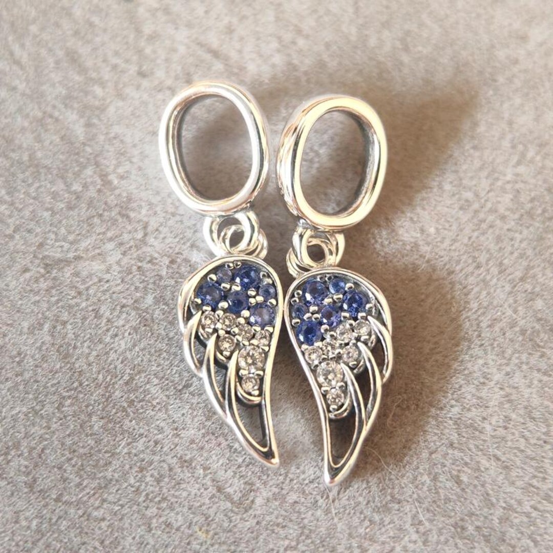 Sparkling Splitable Blue Angel Wings Dangle Charm for Pandora Charms ...