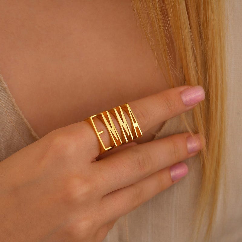 Letter Ring - Etsy