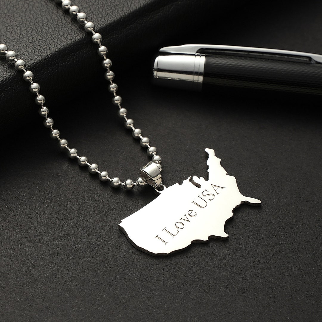 Personalized Country Map Necklace, Silver Custom Map Necklace, Travel ...