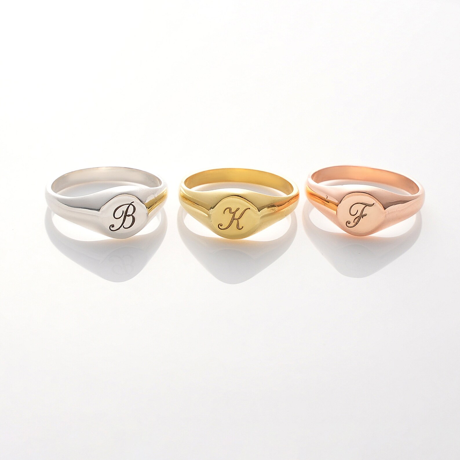 Custom Initial Stacking Ring Set, Handcrafted Personalized Gift, Dainty Gold Silver Stackable ...