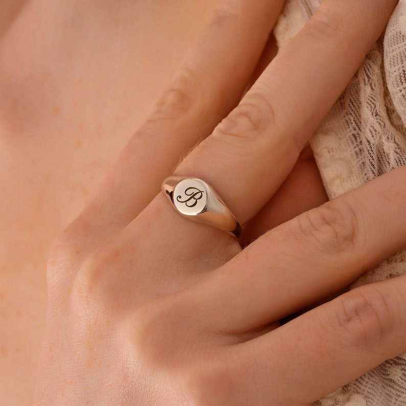 Custom Initial Stacking Ring Set, Handcrafted Personalized Gift, Dainty Gold Silver Stackable ...