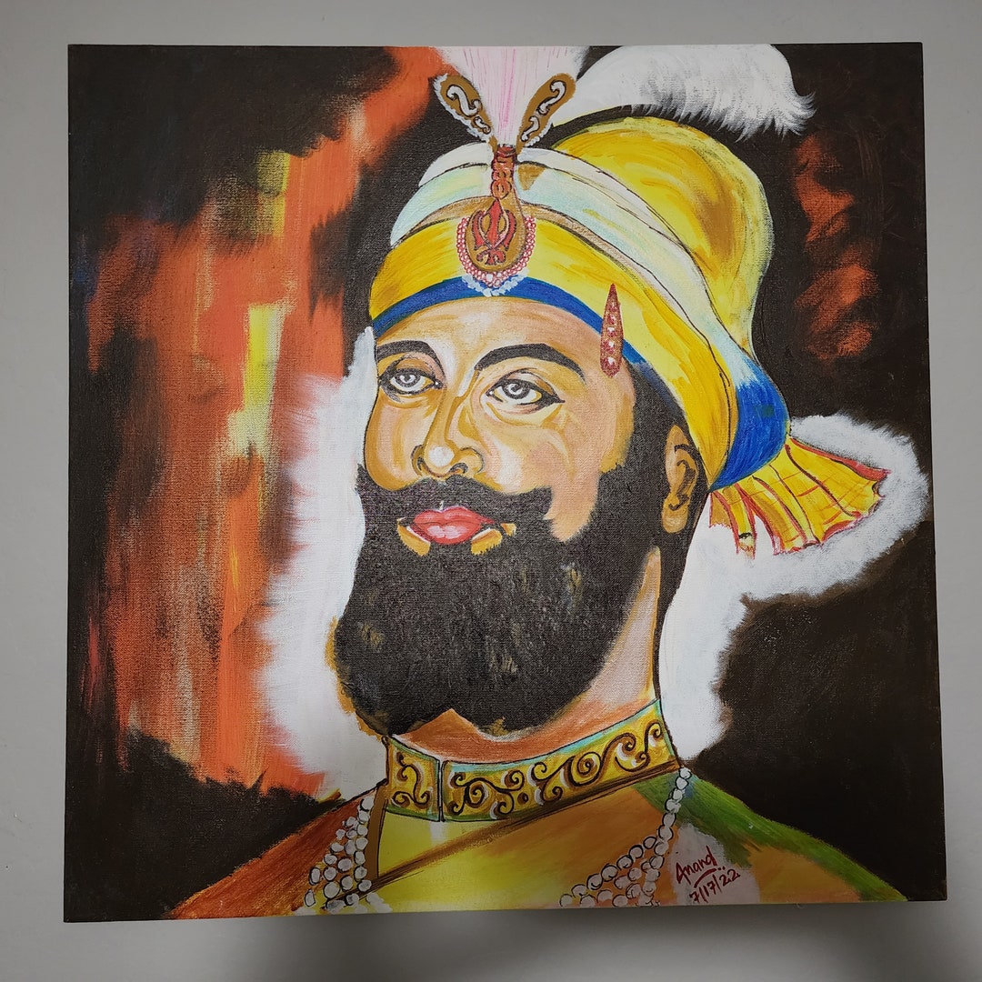 Guru Gobind Singh Ji Wall Art Painting, Tenth Guru, Sikh, Print Canvas, Medium Size, Unframed ...