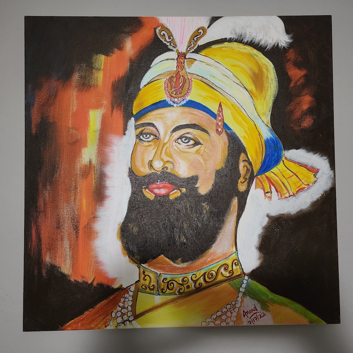 Guru Gobind Singh Ji Wall Art Painting, Tenth Guru, Sikh, Print Canvas ...