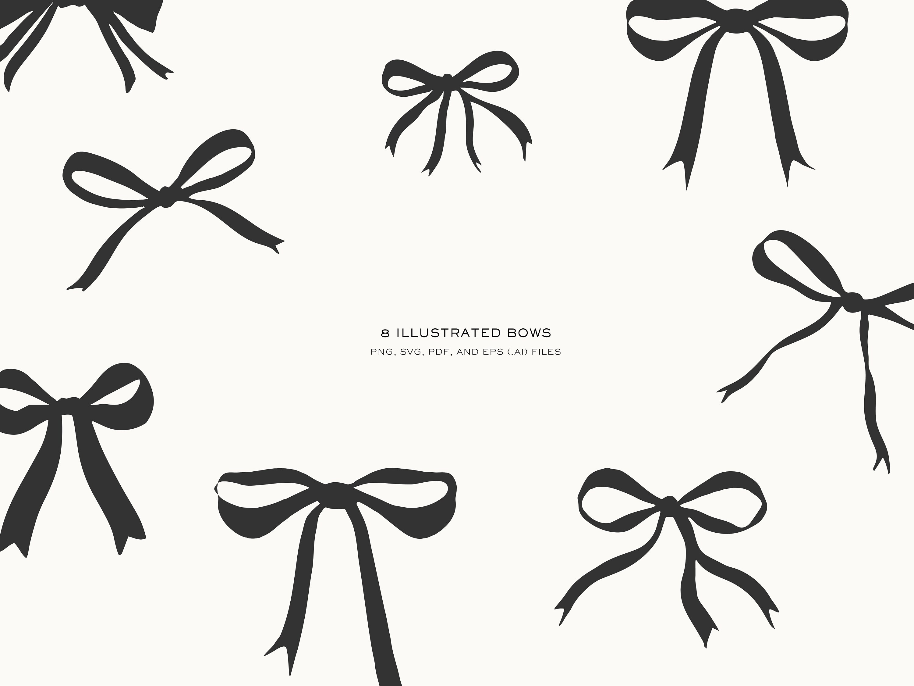 Illustrated Bows Bundle Whimsical Bows PNG, SVG, EPS - Etsy