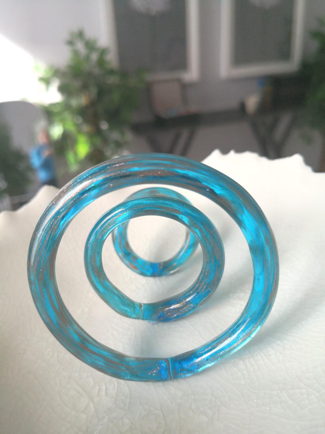 3 Murano Glass Aqua Hoops 63mm, 44mm & 35mm - Etsy