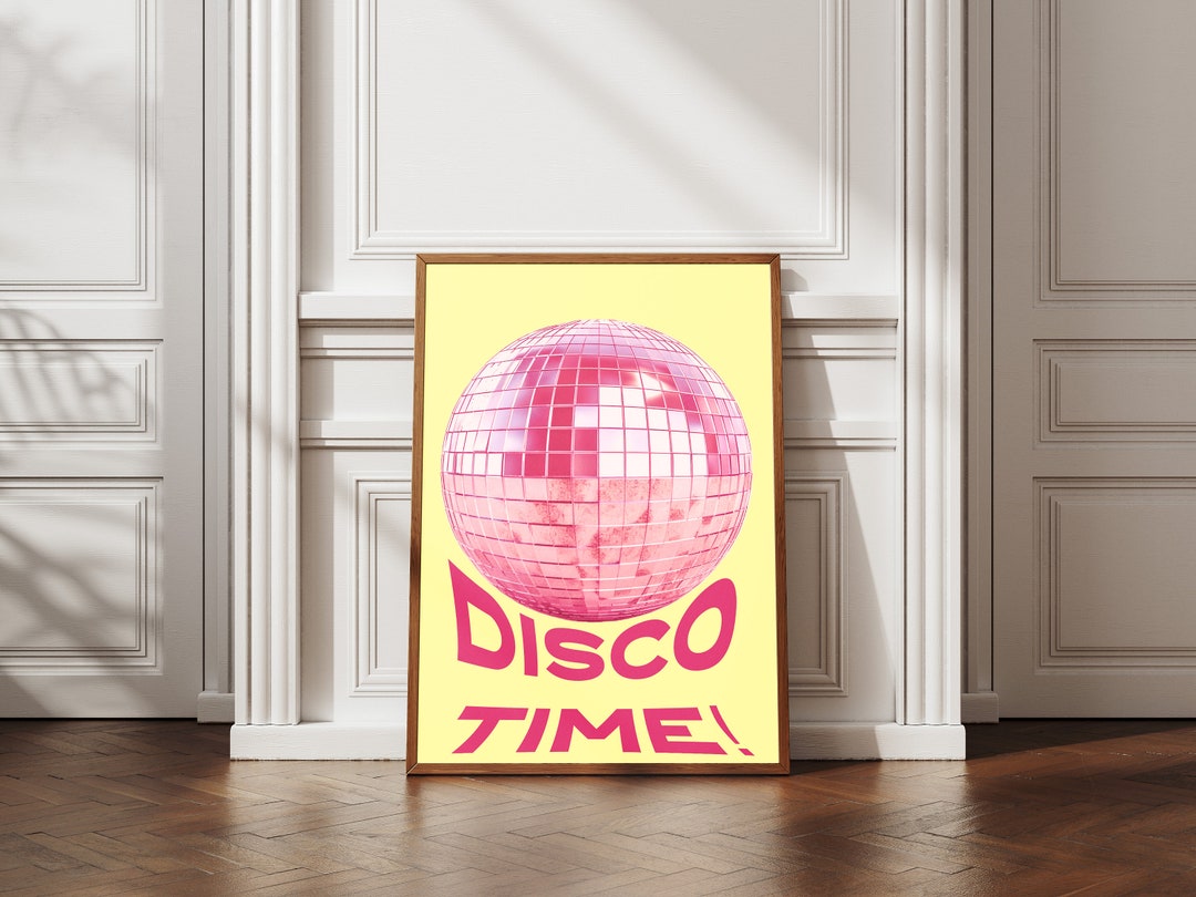 Disco Poster, Party Poster Pink and Yellow A4 A3 A2 Poster Modern ...