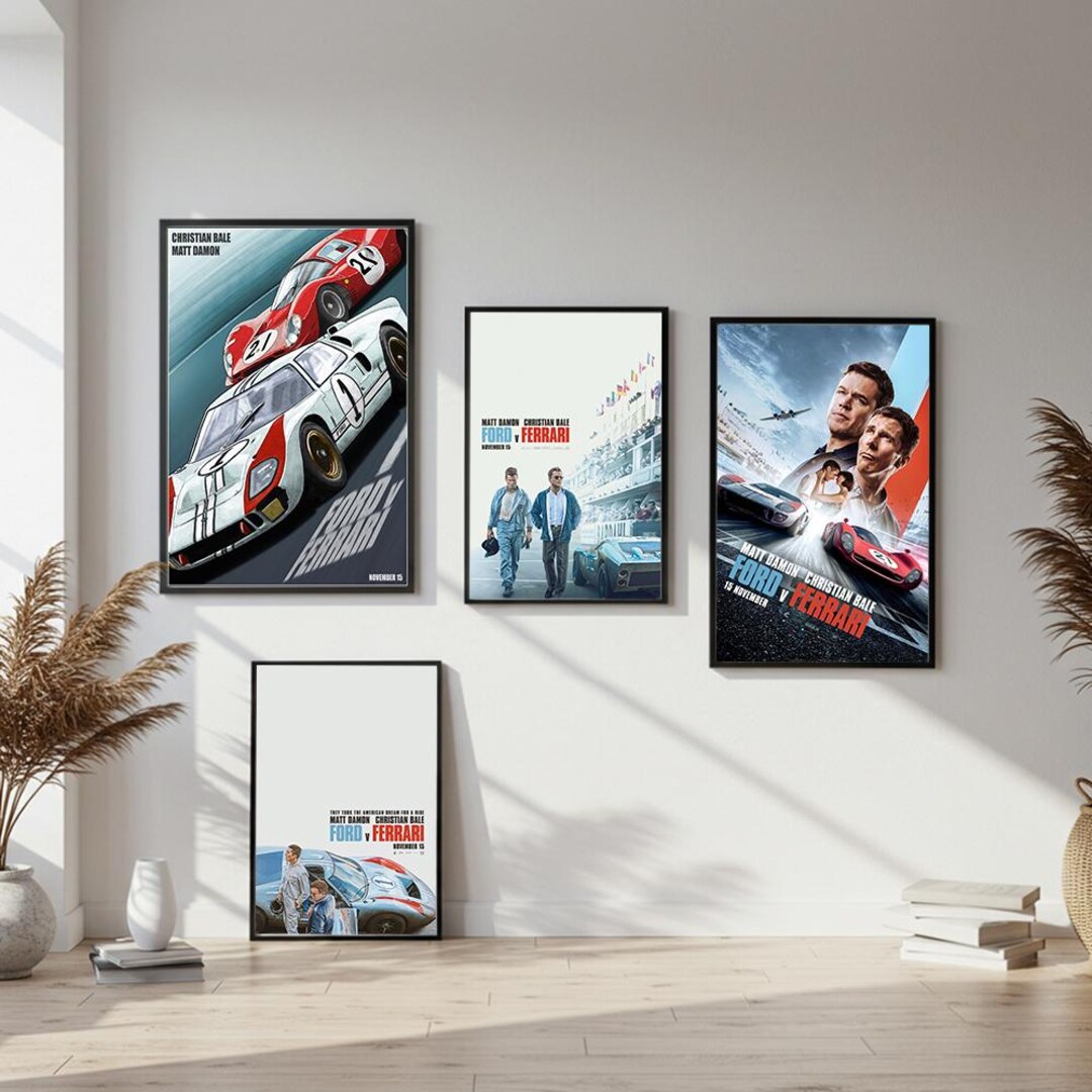 Ford V Ferrari Movie Poster, Fine Canvas Art Print, Home Decor, Retro ...