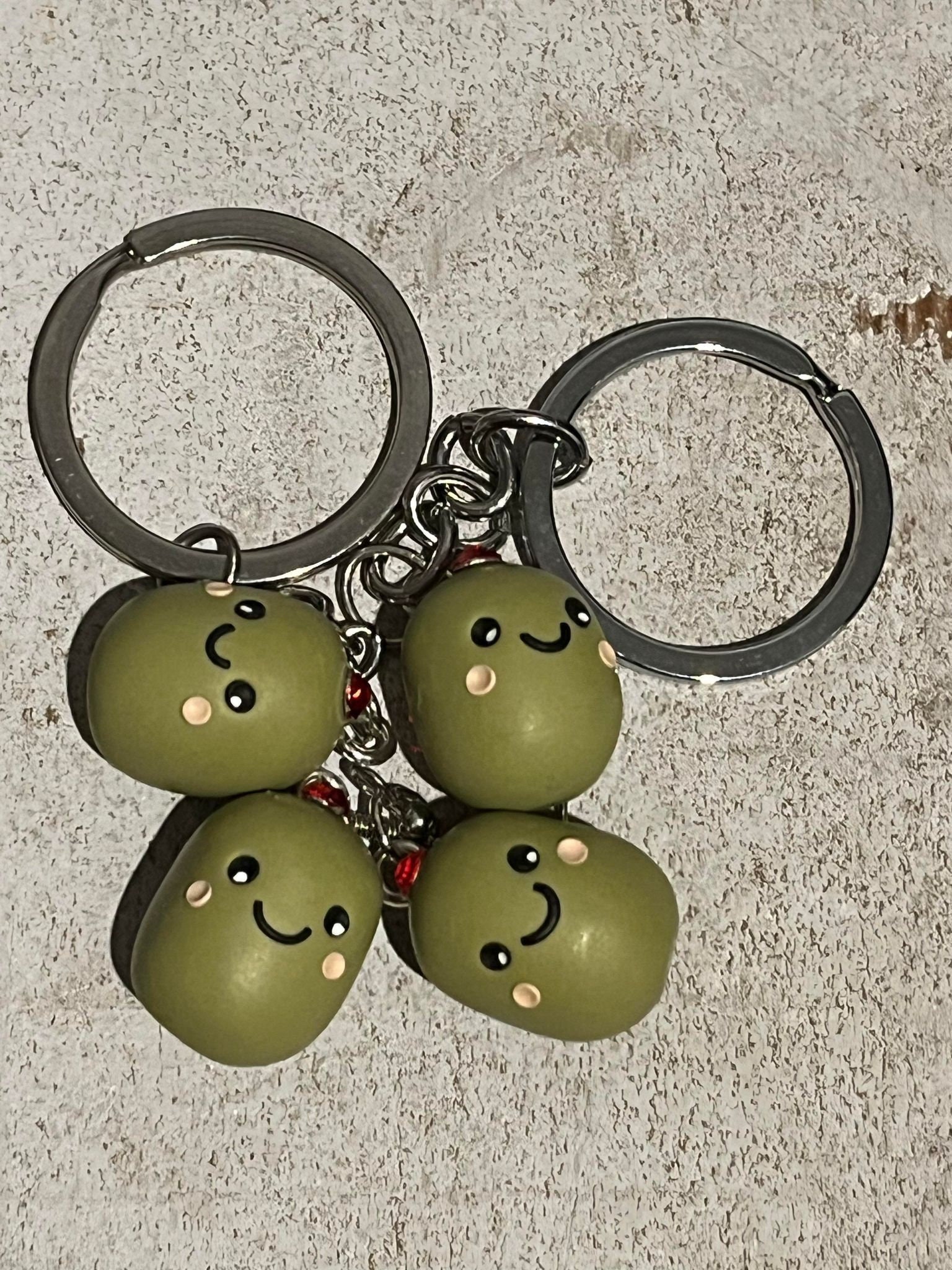 Handmade Polymer Clay Keychain, Kawaii Olive Keychain, Olives, Gift ...