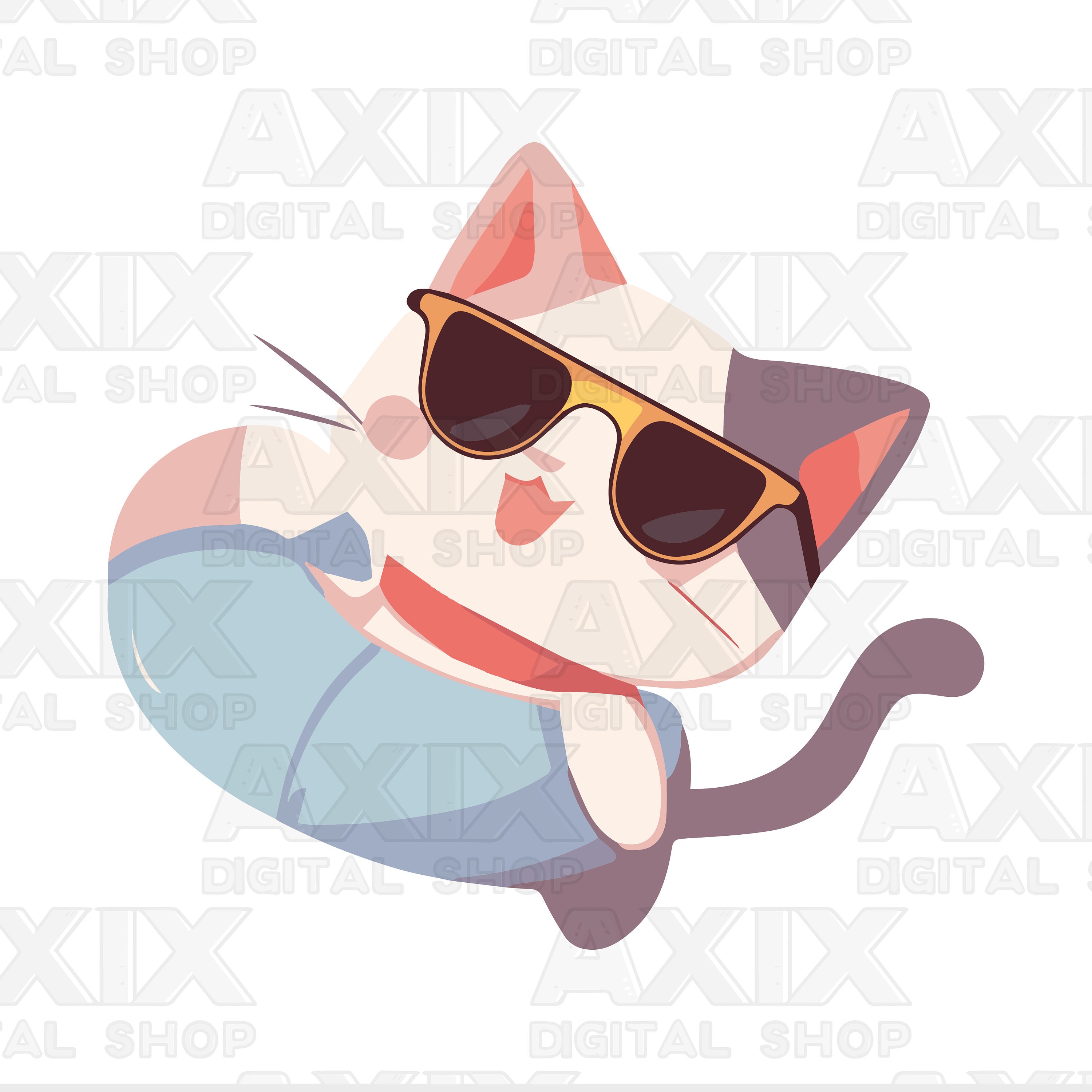 Svg Png Jpg Bunble Funny Summer Pool Party Cats Stickers Clipart Kitten ...