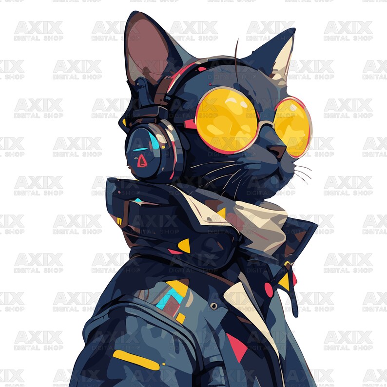 Cyberpunk Cat Art, Printable, Wall Art Painting/poster, Digital Art ...