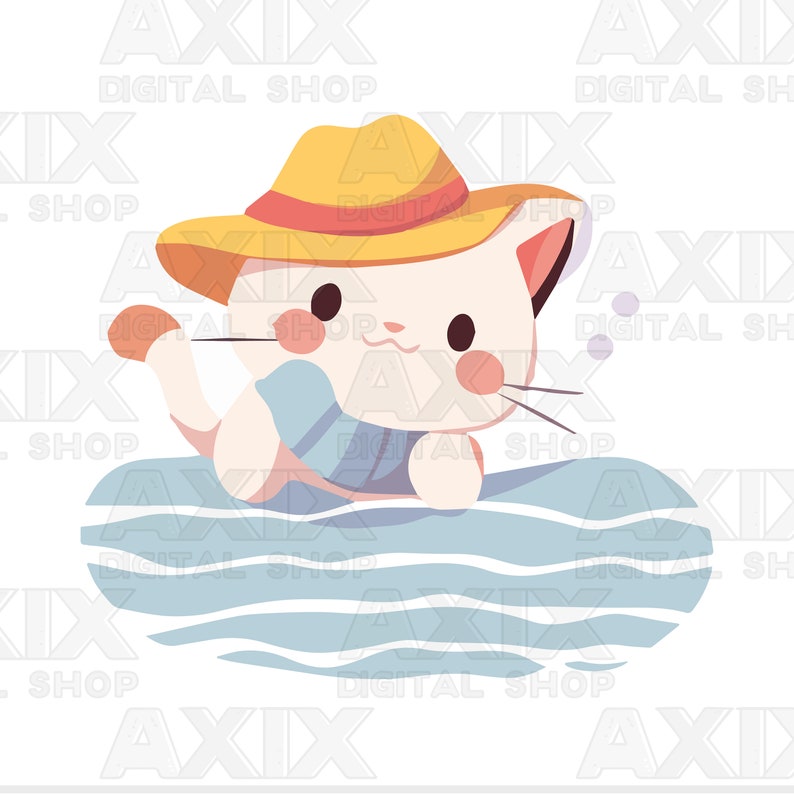 Svg Png Jpg Bunble Funny Summer Pool Party Cats Stickers Clipart Kitten ...