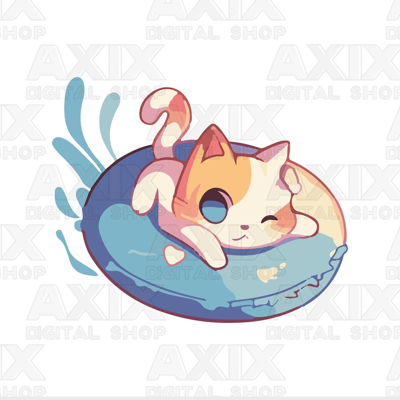 Svg Png Jpg Bunble Funny Summer Pool Party Cats Stickers Clipart Kitten ...