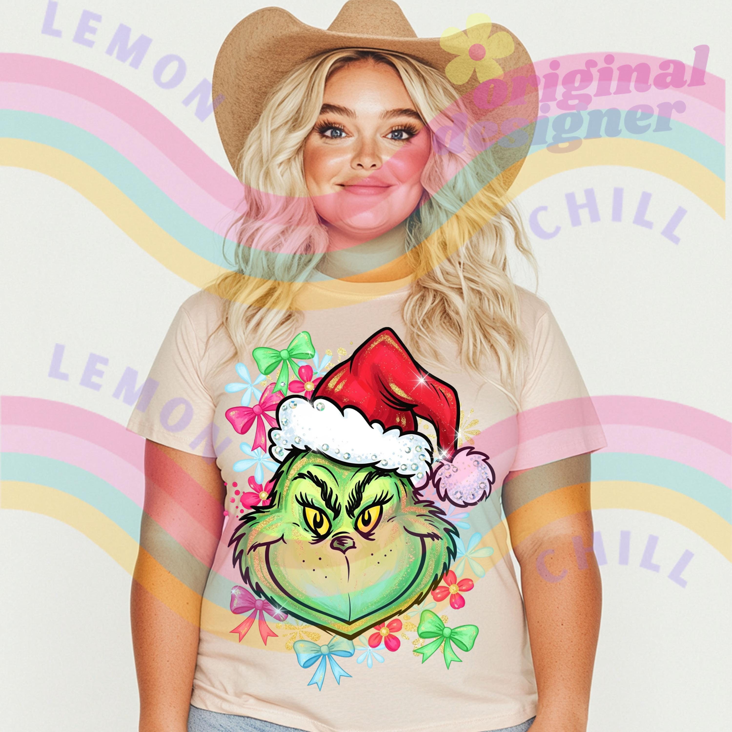 Preppy Grinch Christmas PNG: Glitter Xmas Character (digital Download ...