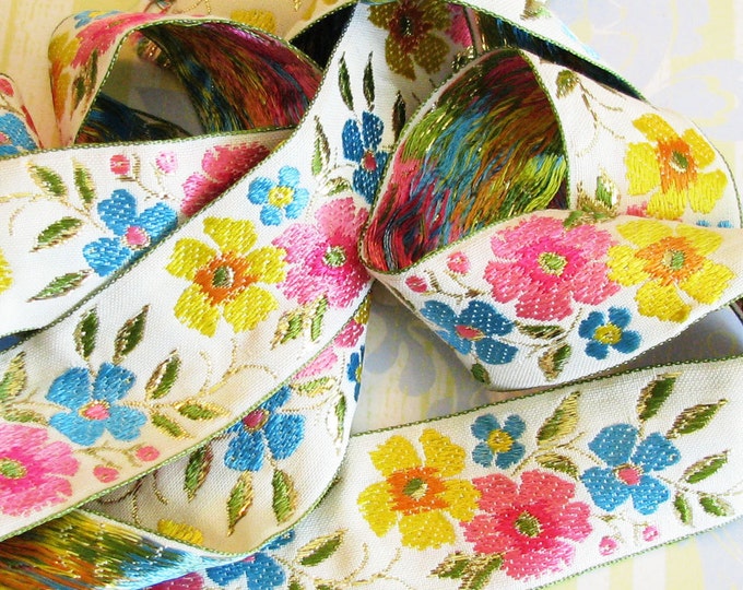 Smashing Vintage Ribbon..bright 60s-70s Floral - Etsy
