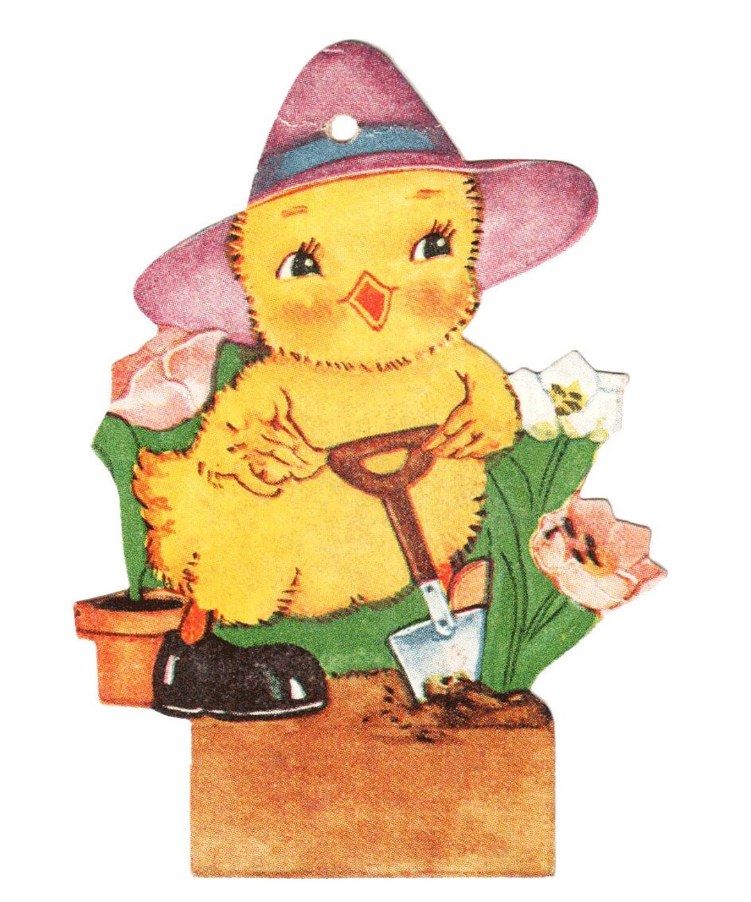 Vintage Digital Chick Clipart...spring Easter Crafts...garden Flowers ...