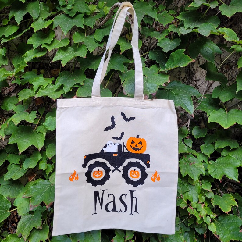 Halloween Monster Truck Tote Bag Personalized Trick or Treat Bag ...