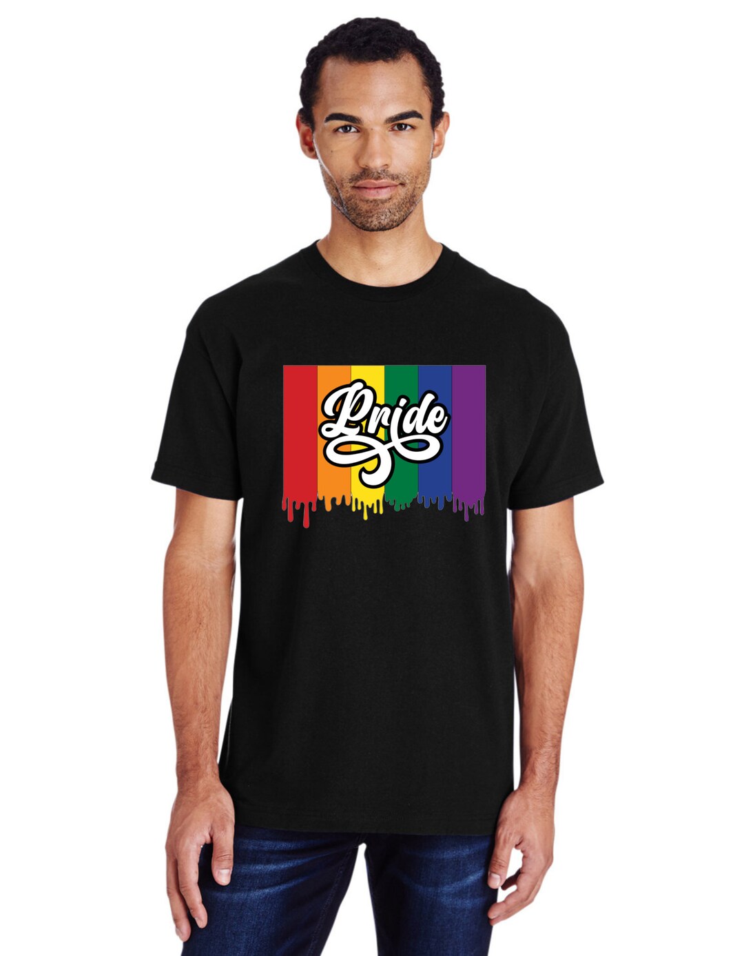 Unisex Pride Rainbow Drip T-shirt 100% Cotton LGBTQ Tee Handmade LGBTQ ...