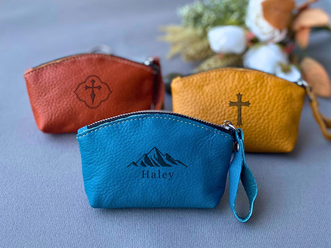 Personalized Leather Rosary Pouch With Zipper, Genuine Leather Rosary ...