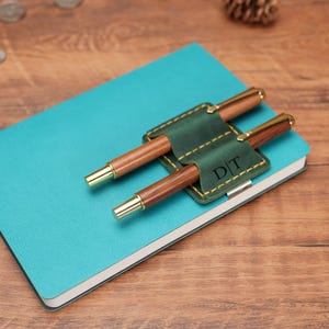 Personalized Leather Pen Holder Clip With Engraved Initials, Accessory ...