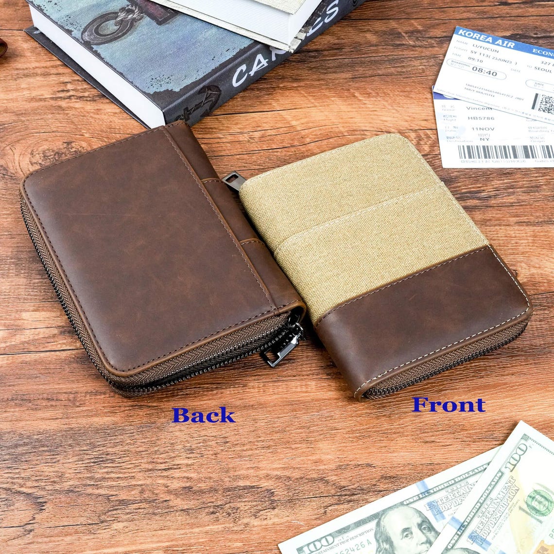 Personalized Leather Family Travel Wallet, 2 Passport Holder, RFID ...