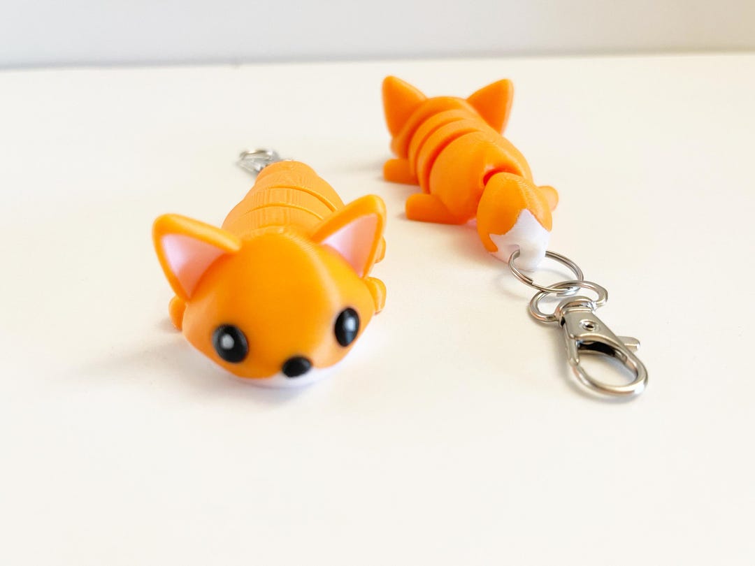 Articulated Fox Keychain – 3D Printed, Flexible & Fun! Orange Fox ...